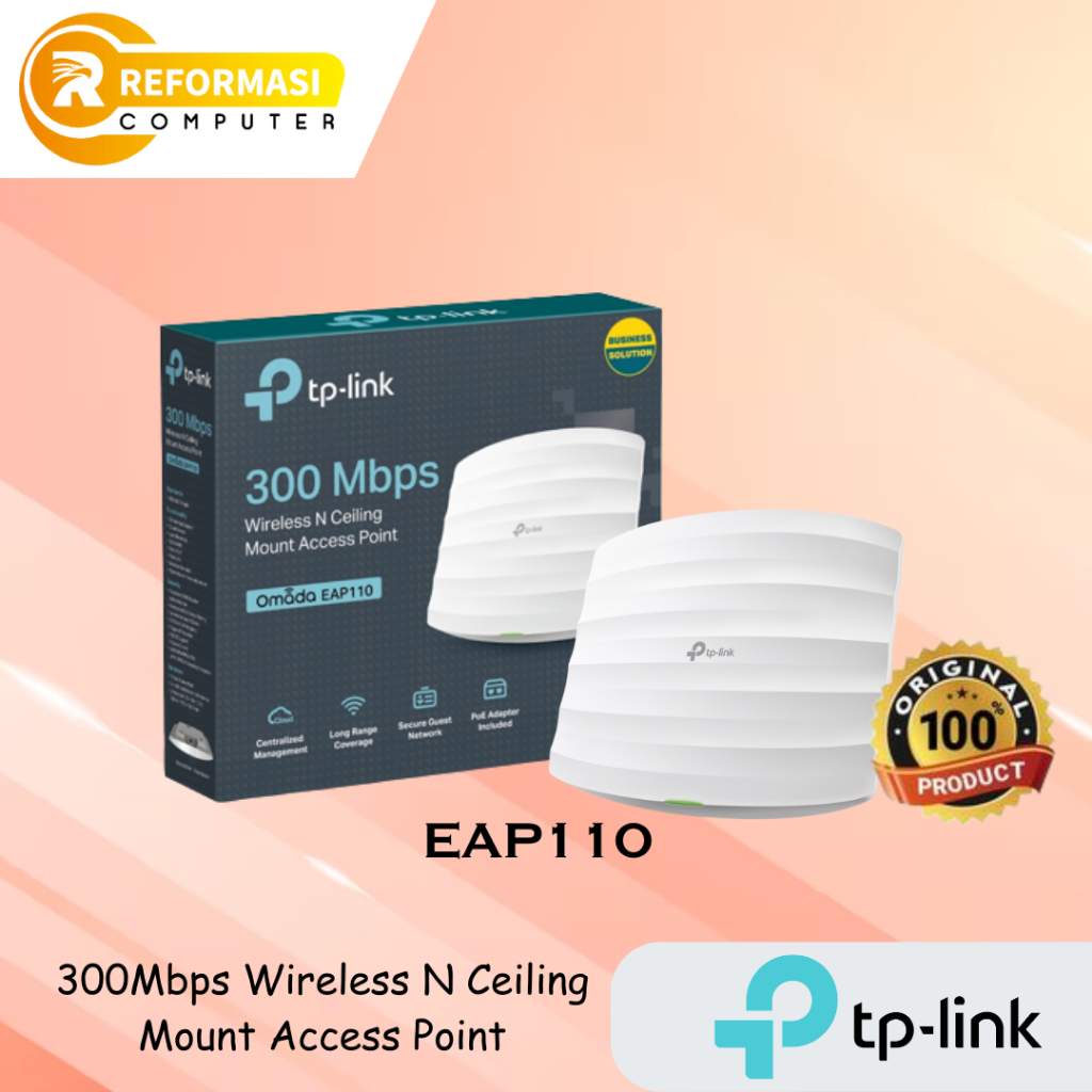 Jual TPLINK EAP110 Wireless N Ceiling Mount Access Point 300Mbps Indoor ...