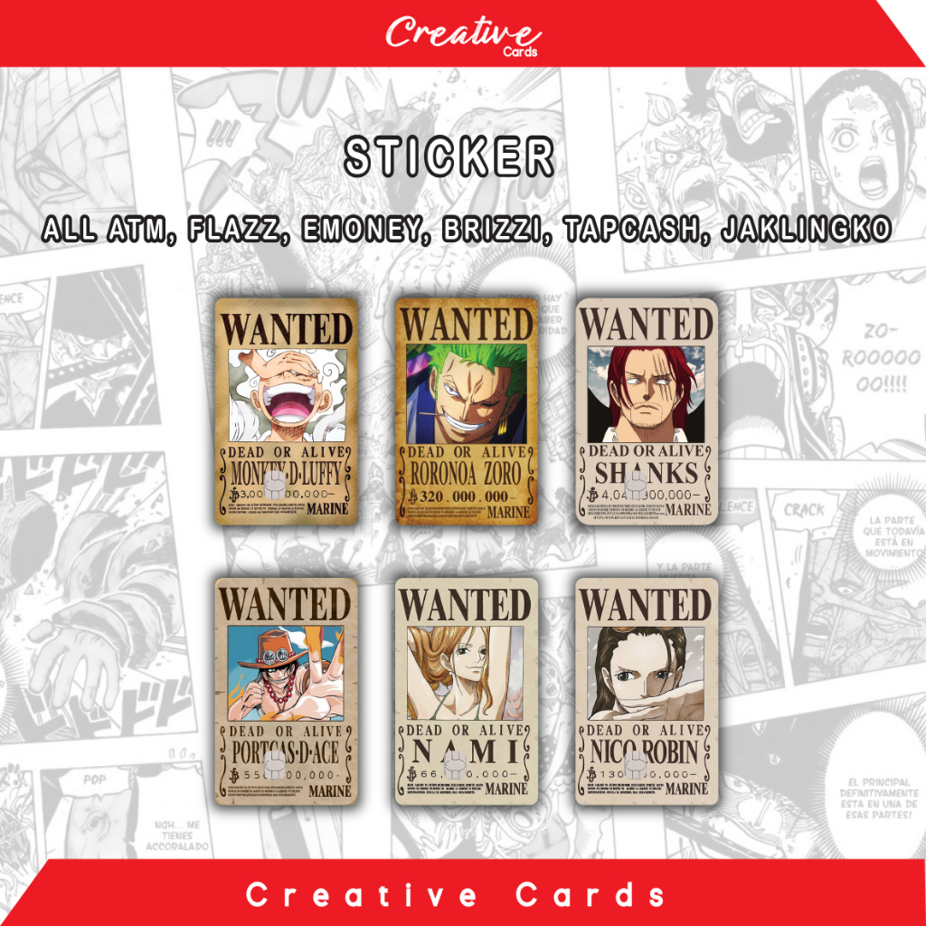 Jual Stiker Sticker Kartu Atm Skin Card Anime - Onepiece Vinyl ...