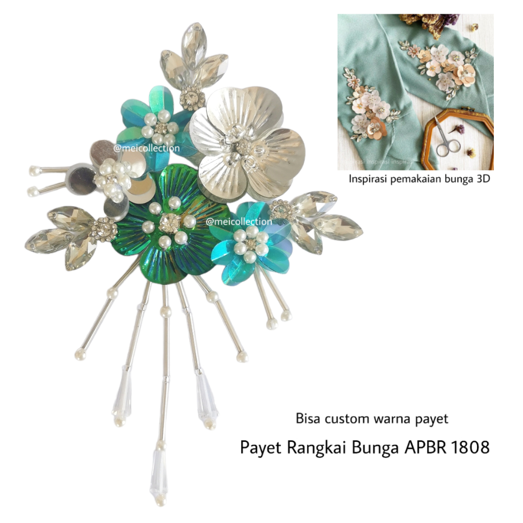 Jual Payet Rangkai Bunga 3d Lengan Pundak Bahu Pinggang Apbr 1808 Green