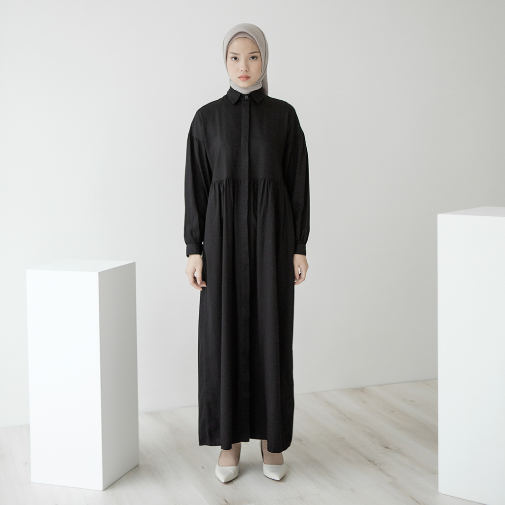 Jual Pradhu by Aska Label - Gamis wanita dress Muslim wanita bahan rayon lengan panjang full ...