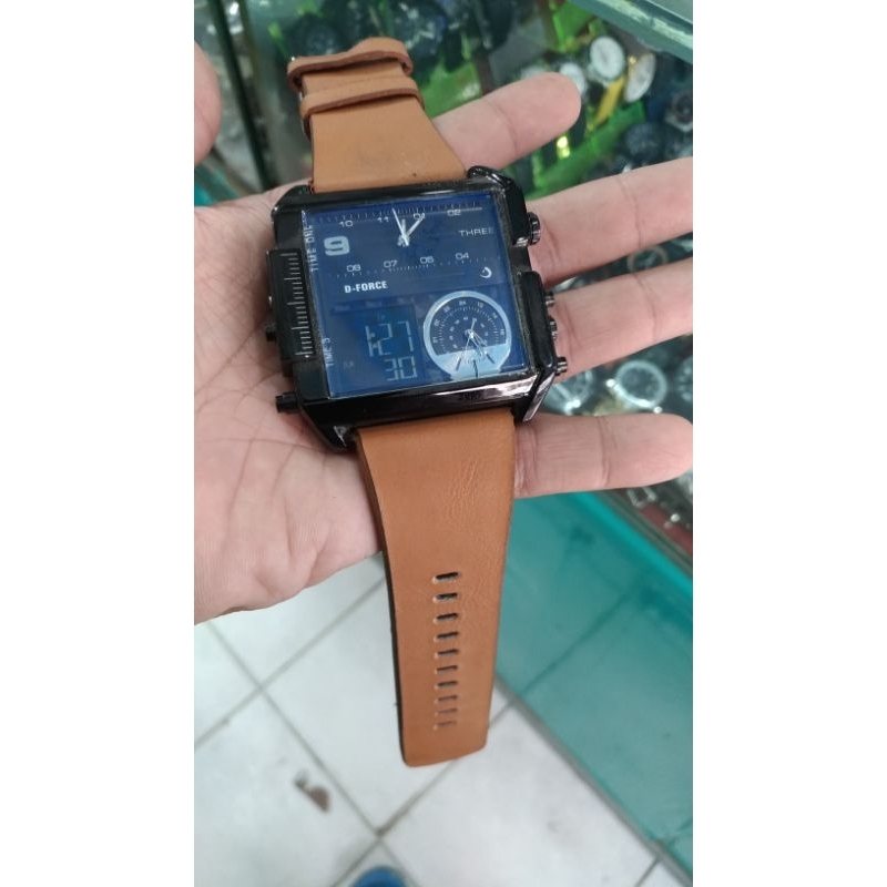 Jual jam tangan sport d force quartz dual time jam fashion pria jam ...