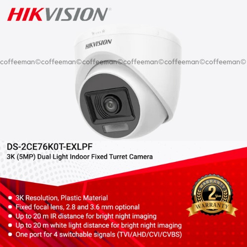 Jual HIKVISION TURBO HD 5MP DUAL LIGHT FIXED TURRET CAM DS-2CE76K0T ...