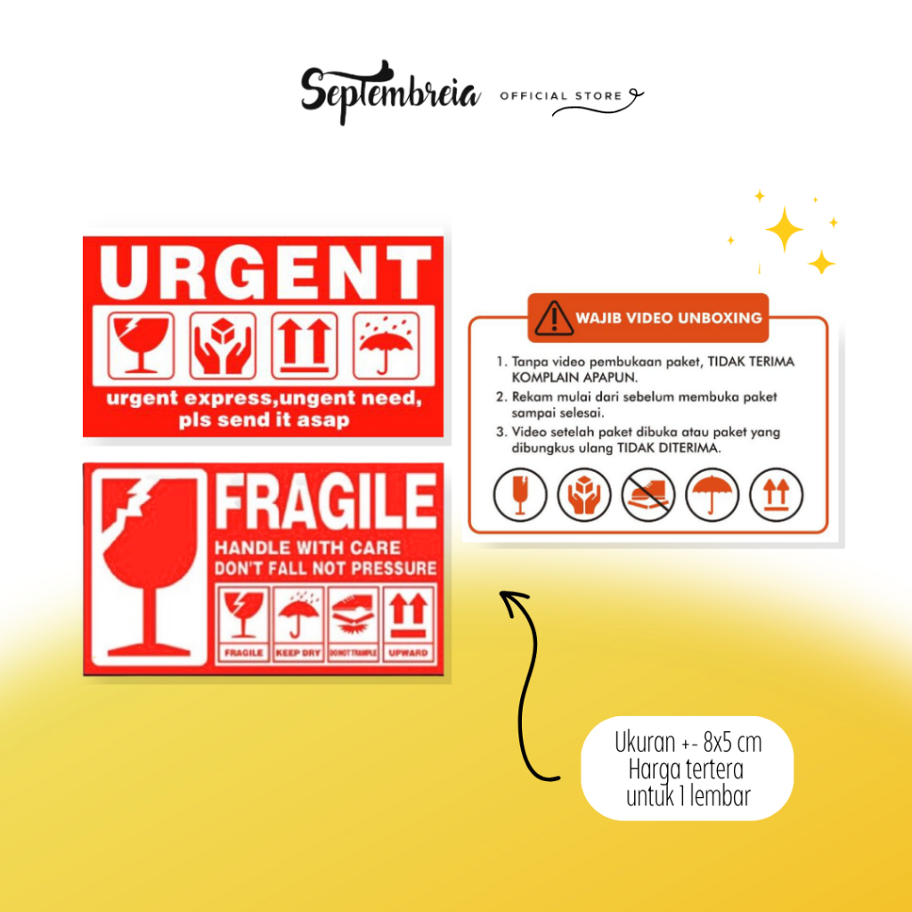 Jual Stiker Fragile Sticker Fragile 8x5 cm Label Fragile Kertas Stiker ...
