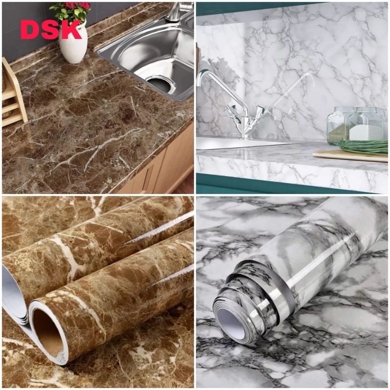 Jual wallpaper marmer vinyl marbel stiker lemari kayu furnitur dinding ...