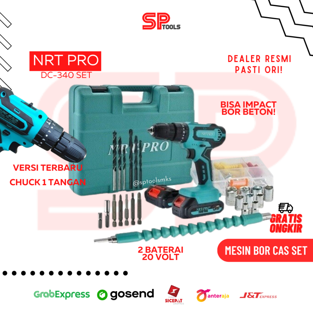 Jual NRT PRO DC 340 SET / MESIN BOR CAS / CHAS / CHARGE / CORDLESS ...