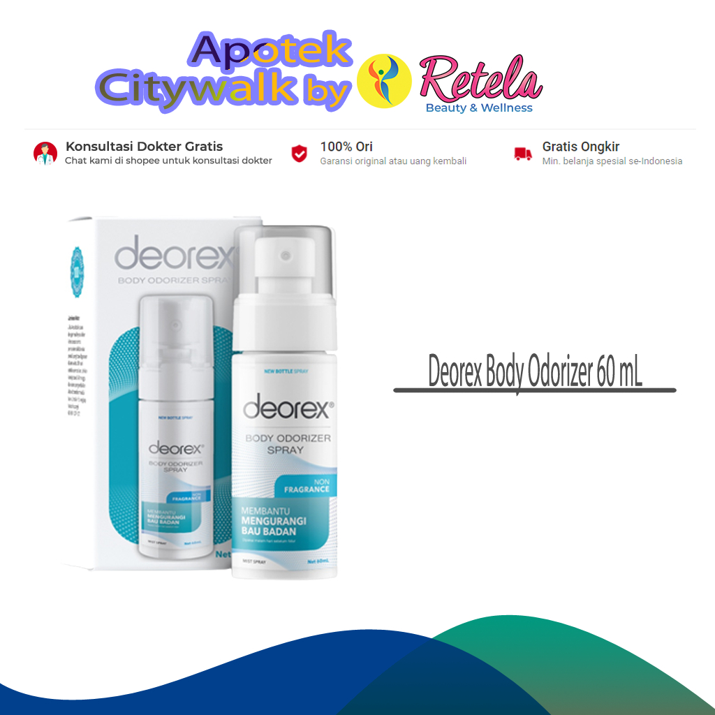 Jual DEOREX BODY ODORIZER SPRAY 60ML (N)/ DEODORANT | Shopee Indonesia