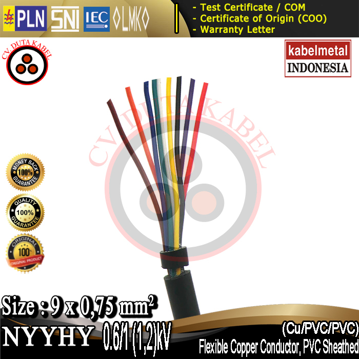 Jual Kabel NYYHY 9x0,75 mm2 METAL /9 x 0,75 mm2/9x0.75mm2/9x0.75 mm2 ...