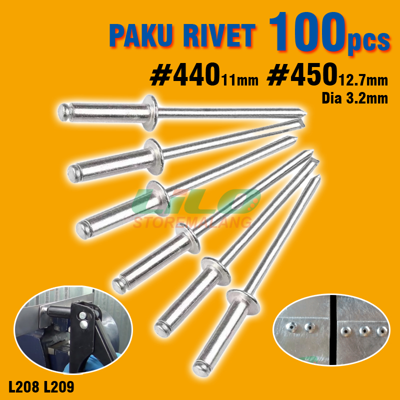 Jual Paku Rivet 423 429 440 450 Dia 3.2mm 100 pcs | Shopee Indonesia