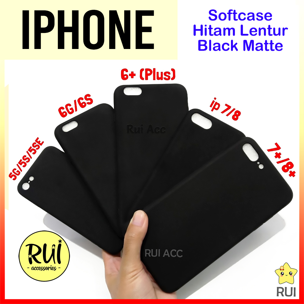 Jual Softcase Hitam Polos Iphone 5 6 7 8 7+ 8+ X XR XS Max SE 11 12 13 ...