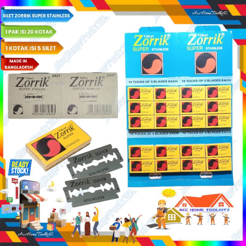 Jual Silet Cukur Kumis Pisau Cukuran Zorrik Super Stainless 1 Renteng ...