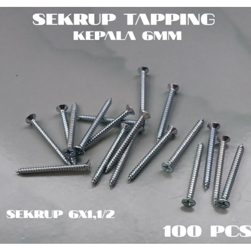 Jual SEKRUP TAPPING JF 6X1,1/2 PUTIH ( 100 PCS ) | Shopee Indonesia
