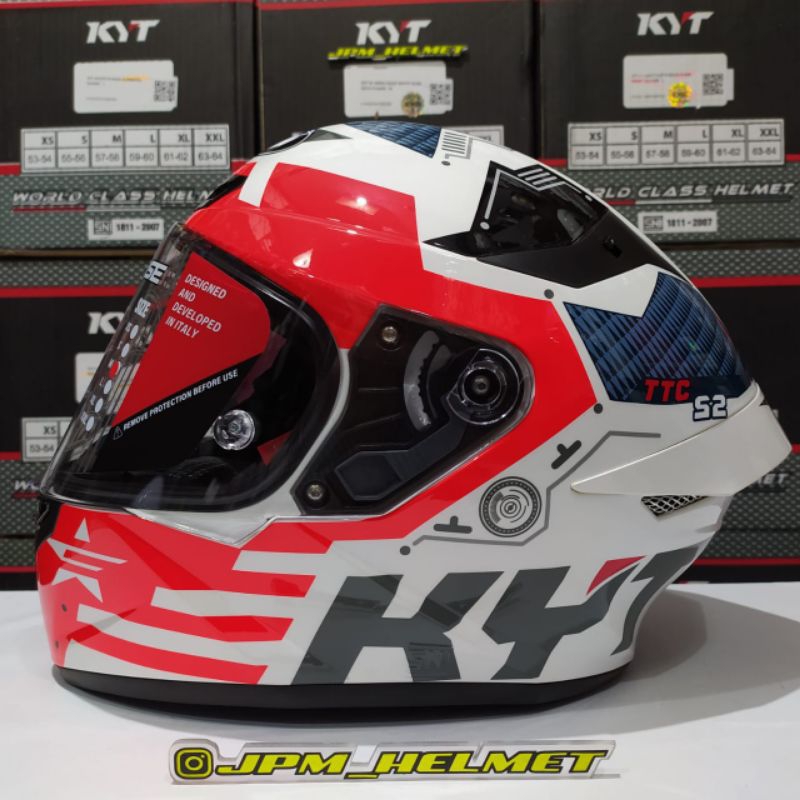 Jual kyt tt course fuselage red white fullface | Shopee Indonesia