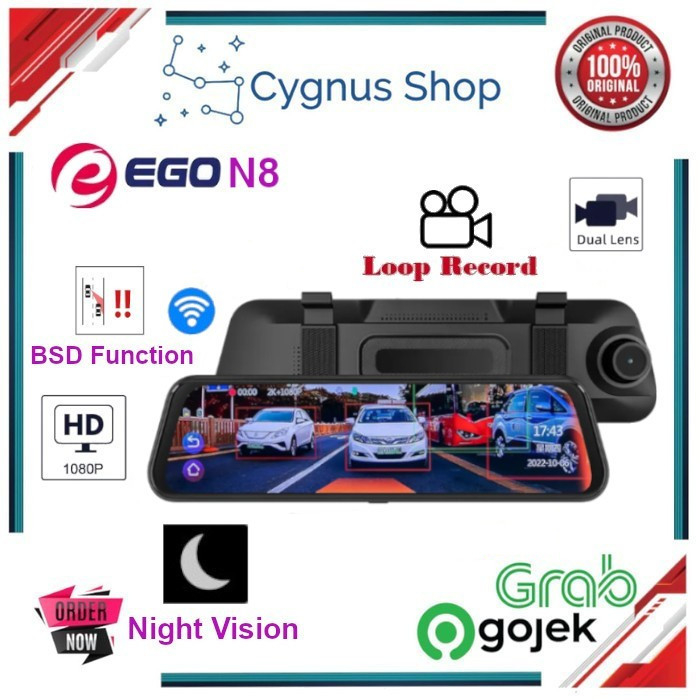Jual EGO N8 WiFi ADAS Mirror Dash Cam Camera BSD Function DVR Kamera ...