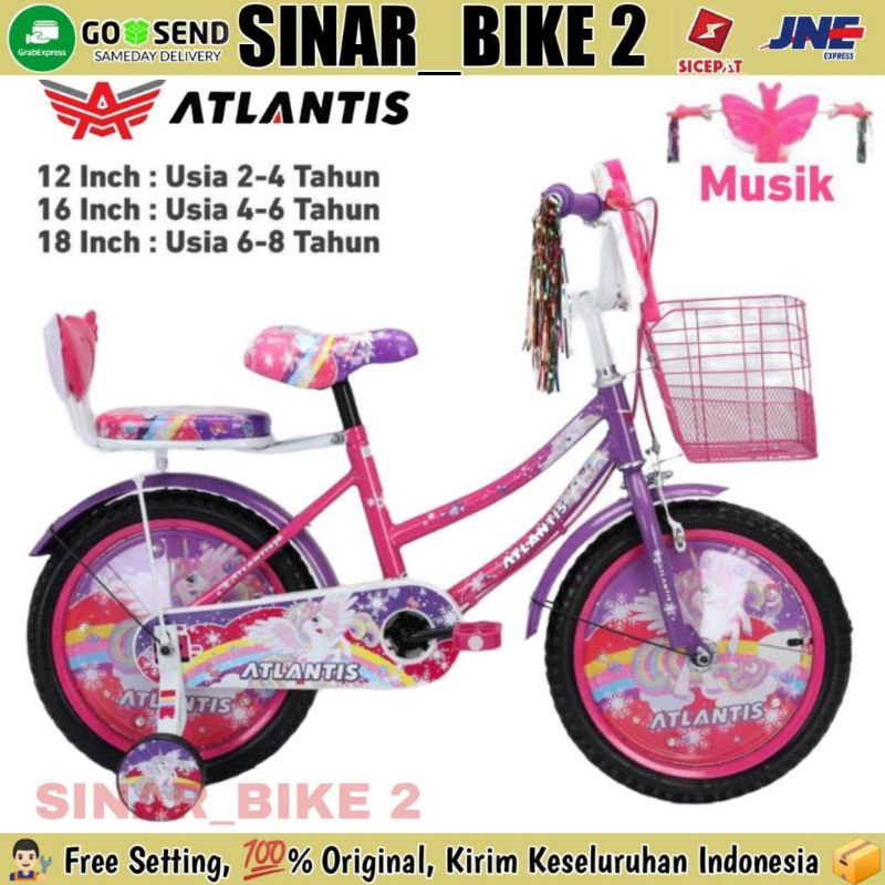 Jual Sepeda Mini Anak Perempuan 12,16 ,& 18 Inch ATLANTIS 95L Keranjang ...