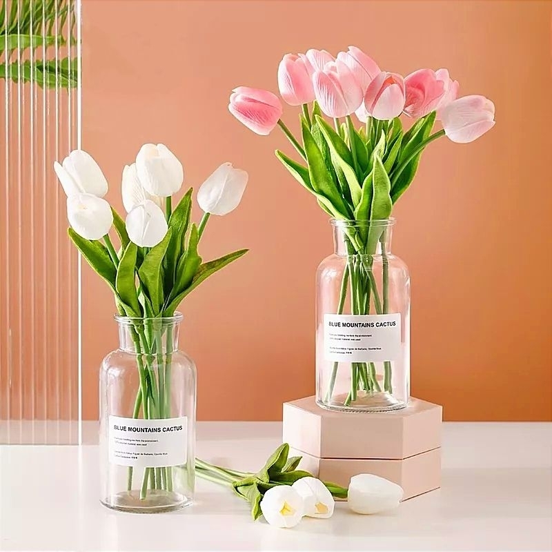 Jual Vas Bunga Kaca Scandinavian Minimalis / Bunga Tulip Latex ...