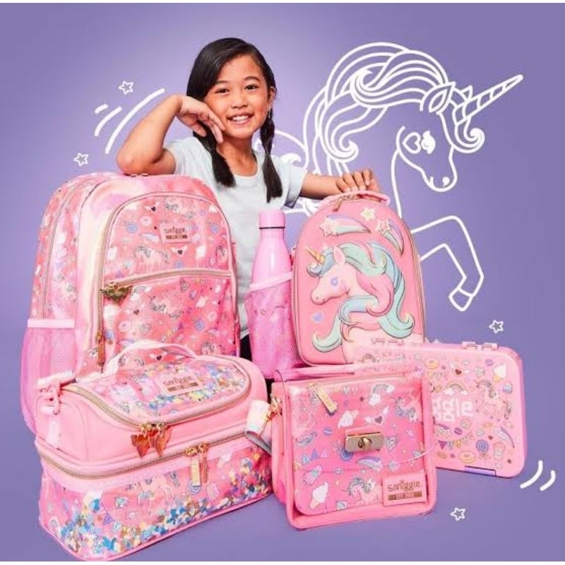 Jual Smiggle Unicorn Fiesta Backpack Lunchbag Drink Bottle Set | Shopee ...