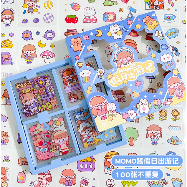 Jual Stickers BOX 100 lembar PVC deco / Sticker set aesthetic plastik ...