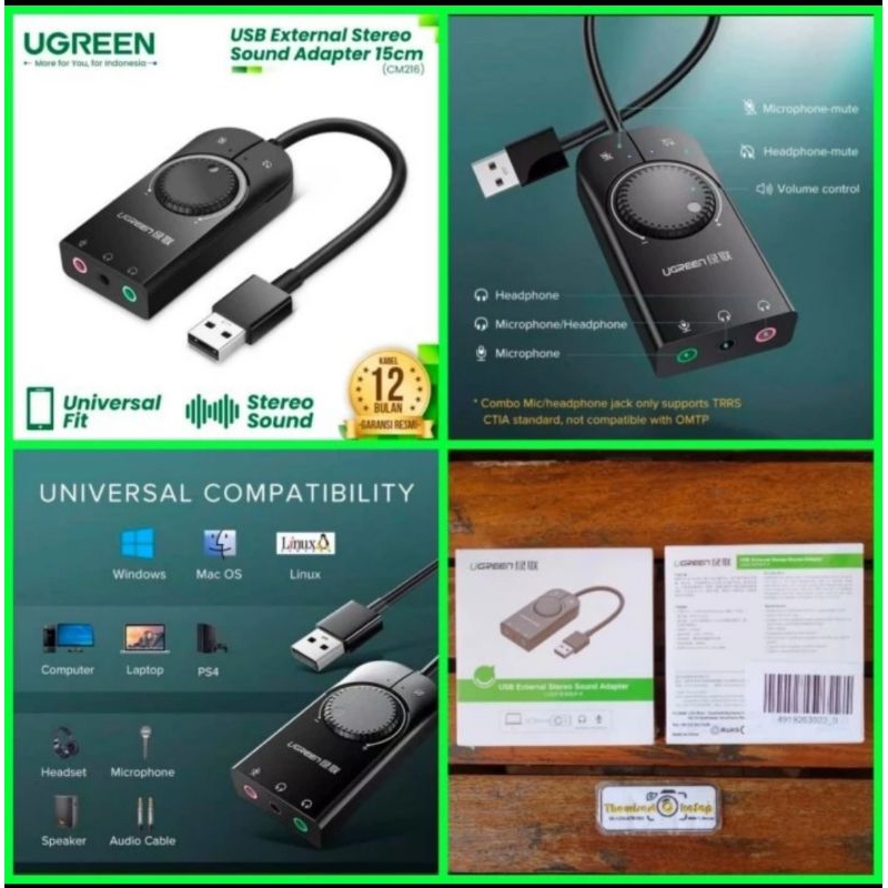 Jual External USB Ugreen 40964 Soundcard Sound Card Audio Volume ...
