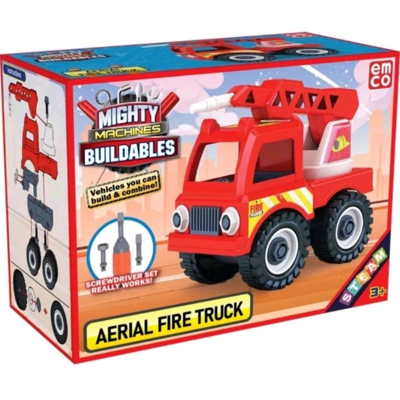 Jual EMCO MIGHTY MACHINES BUILDABLES AERIAL FIRE TRUCK / MAINAN MOBIL ...