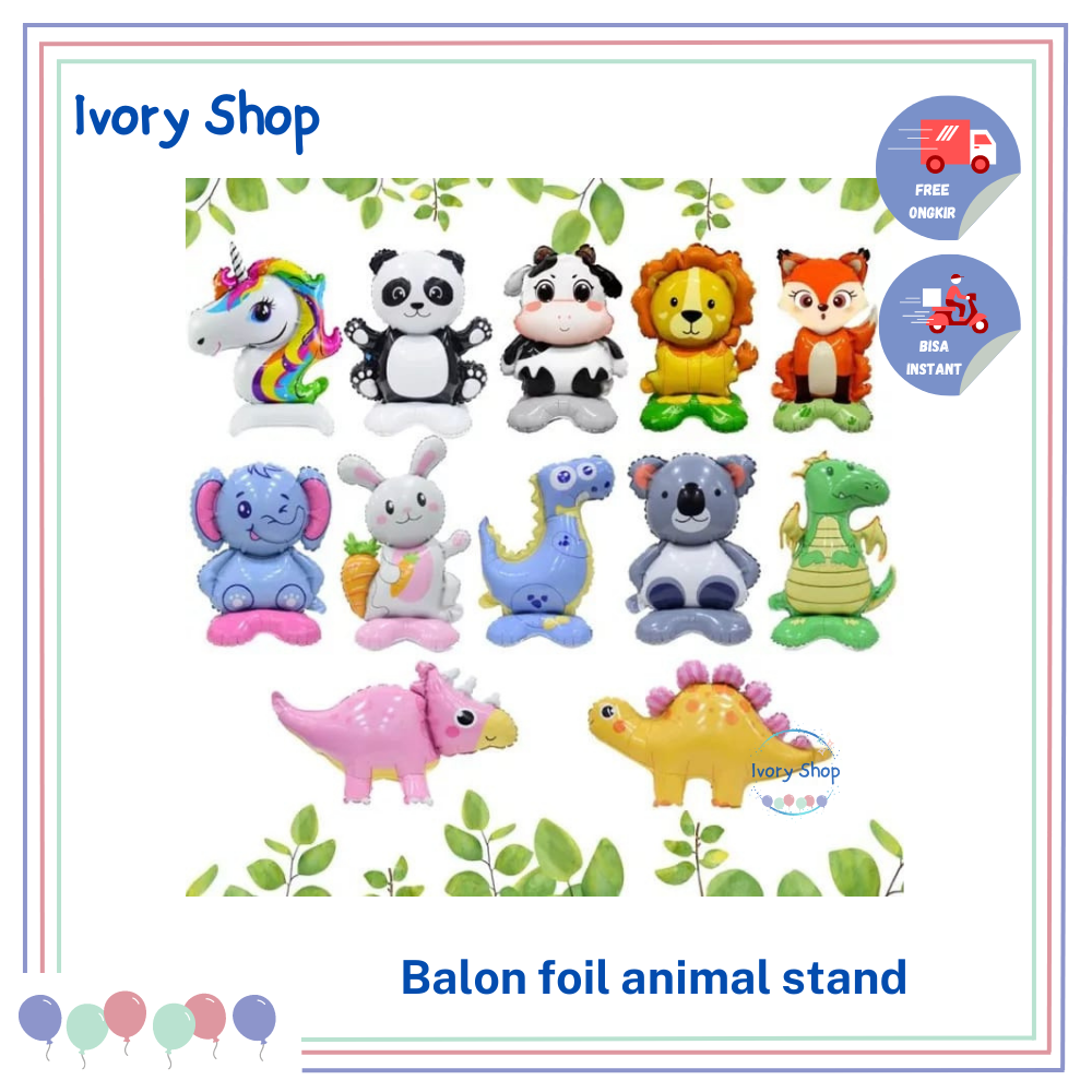 Jual Balon Foil Animal Stand 18 inch Balon Karakter Hewan ada dudukan ...