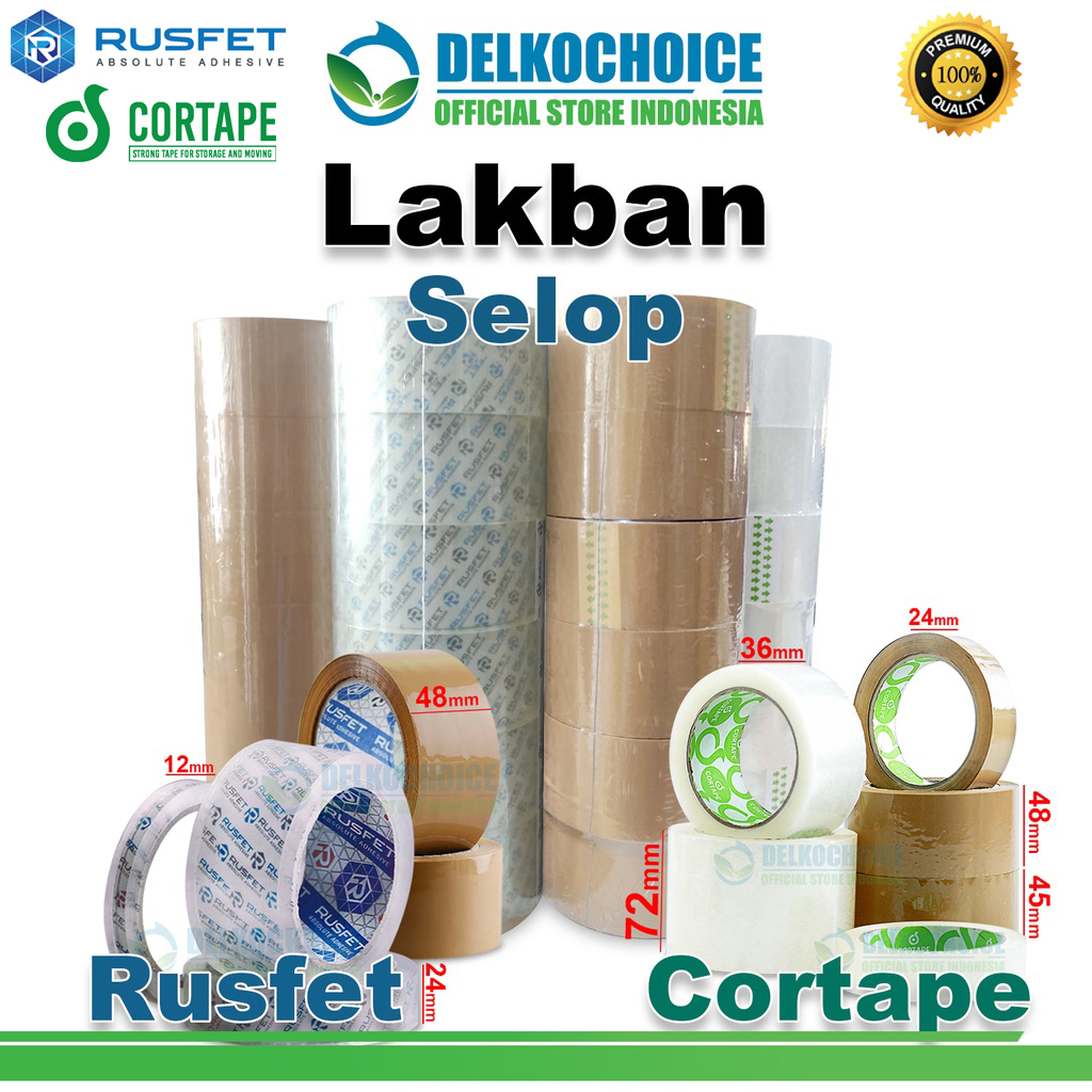 Jual Lakban Isolasi CORTAPE RUSFET BENING COKLAT Solatip OPP Tape ...