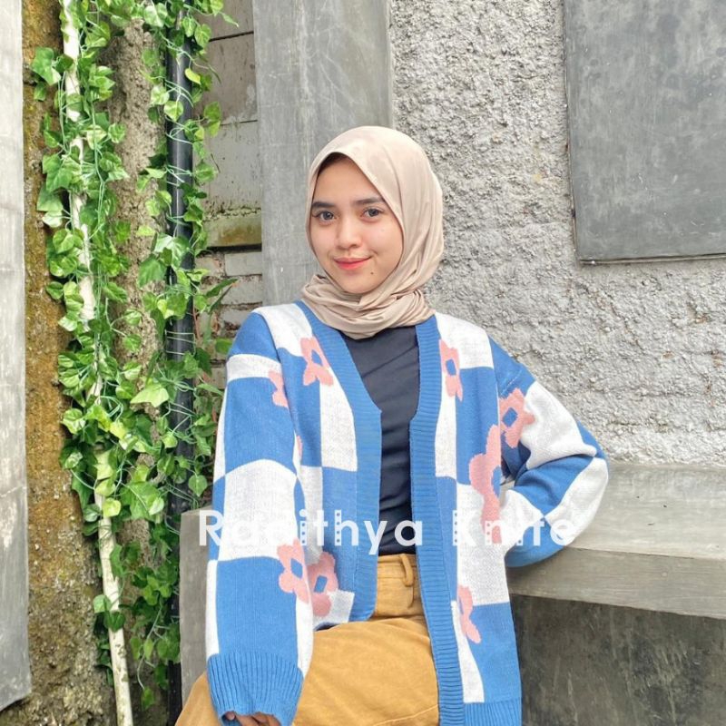 Jual Raline Aero Flower - Cardigan Korean Fashion Wanita - Cardigan Rajut Motif Bunga Aero Bahan ...