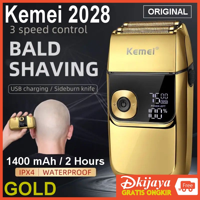 Jual KEMEI KM 2028 Original Gold Hair Shaver Alat Cukur Jenggot Kumis Trimmer KM-2028 LCD ...