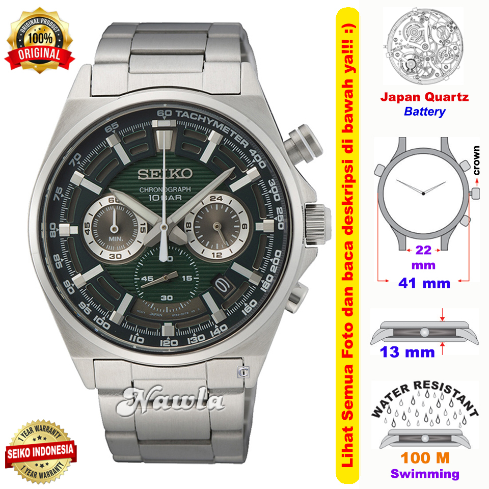 Jual Seiko Quartz SSB405P1 Chronograph Green Dial - Jam Tangan Pria ...