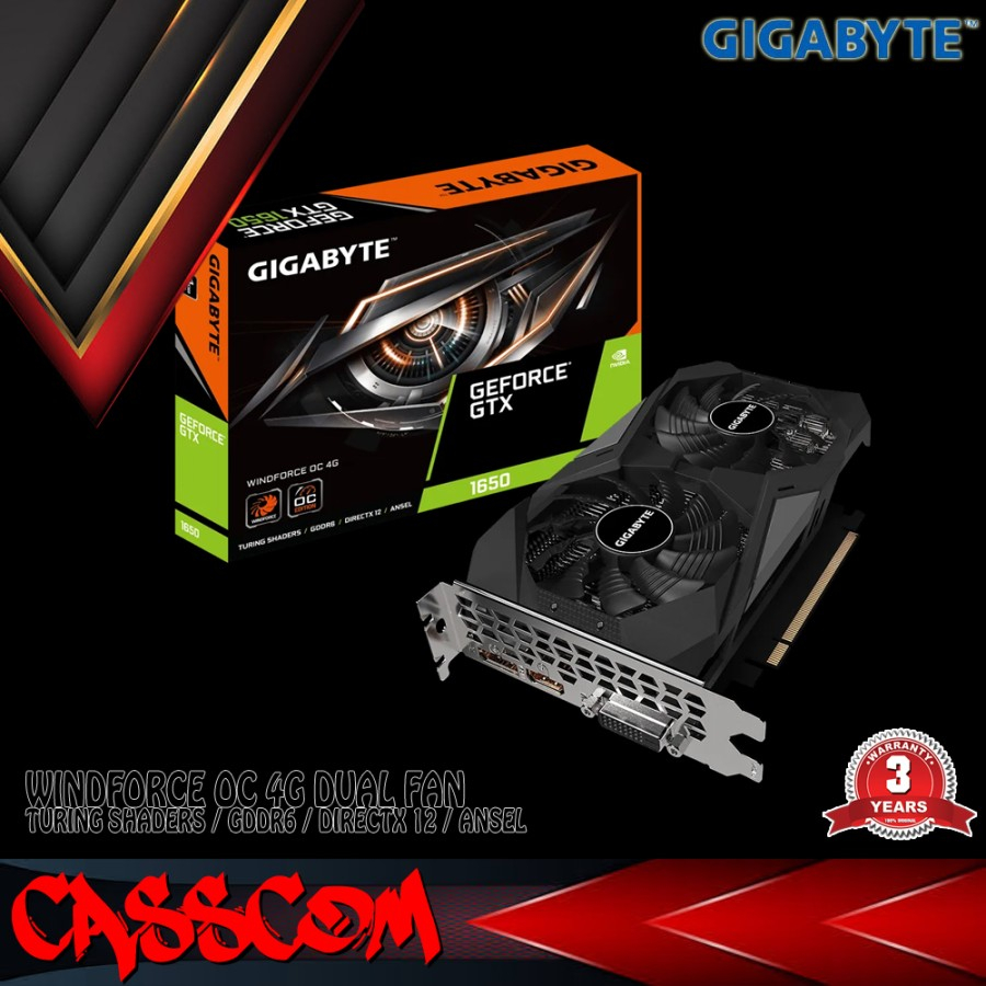 Jual VGA Gigabyte GeForce® GTX 1650 D6 WINDFORCE OC 4GB GV-N1656WF2OC-4GD | Shopee Indonesia
