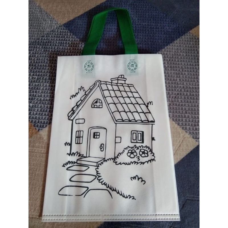 Jual tas lukis/mewarnai tote bag,tali panjang warna,bahan tebal ...