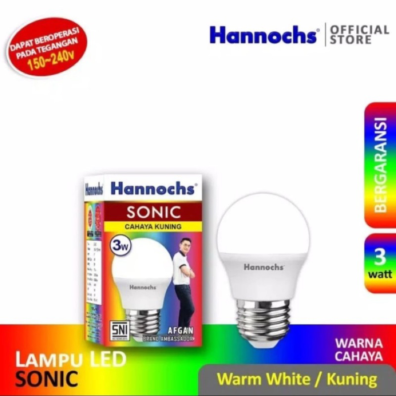 Jual LAMPU LED HANNOCHS SONIC 3W 3 WATT CAHAYA KUNING 3000K WARM WHITE ...