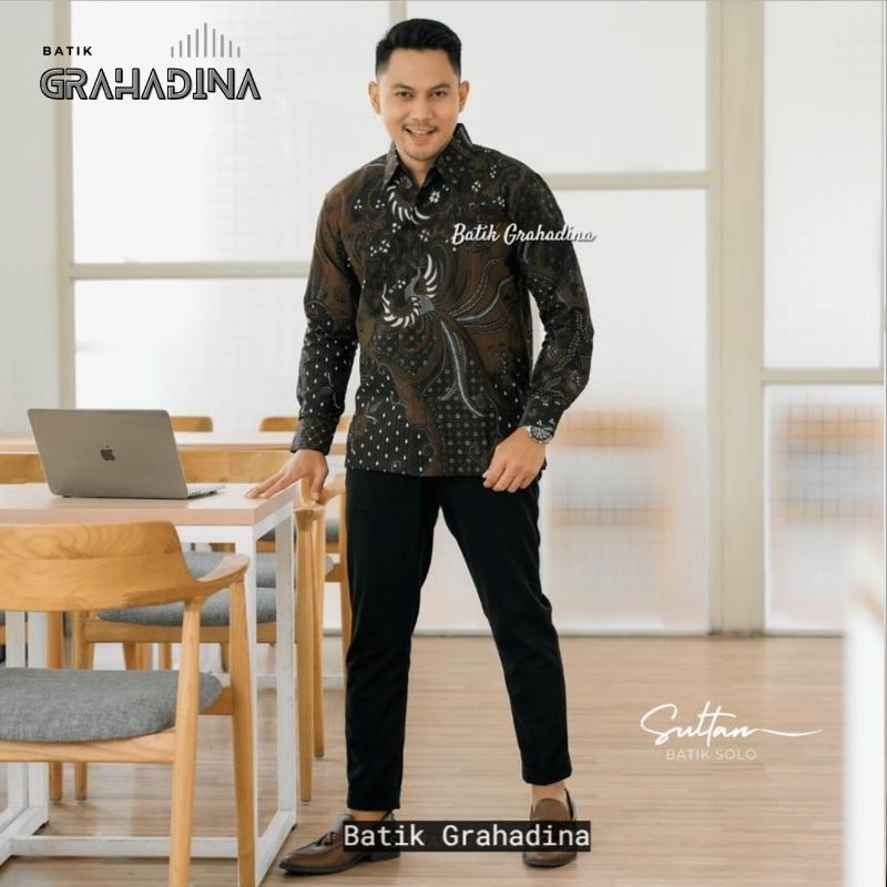 Jual BASUDEWA Kemeja batik Pria Lengan Panjang Peksi Orange BAJU Batik ...