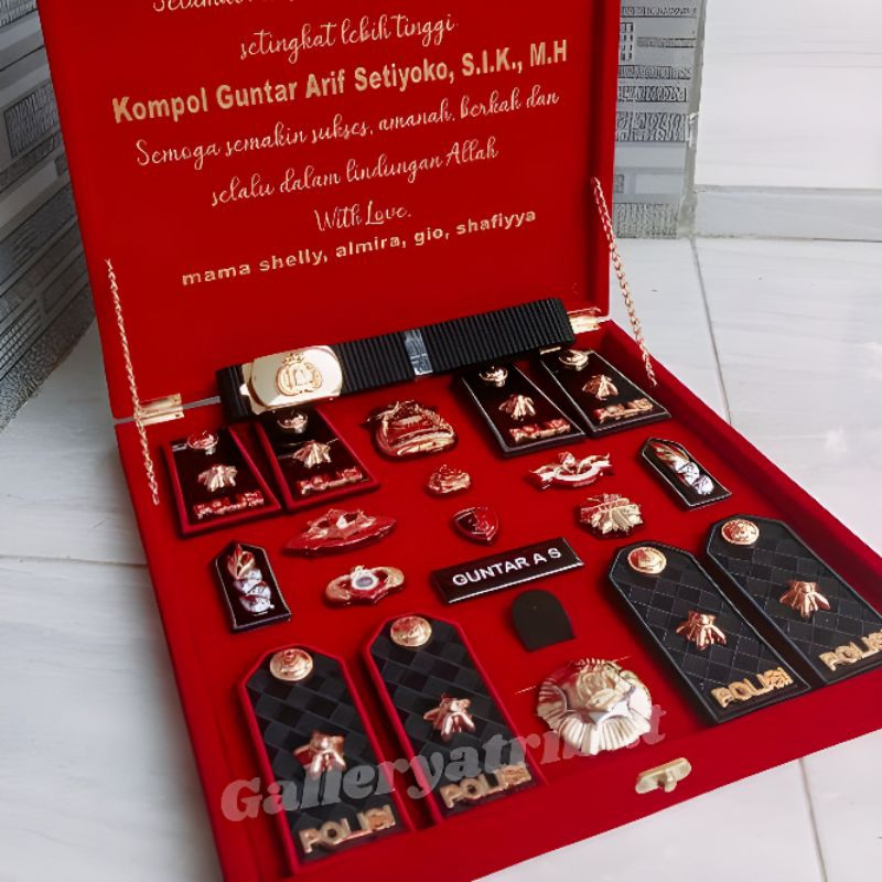 Jual paket komplit pangkat Kompol PDH PDU polisi set box custom ...