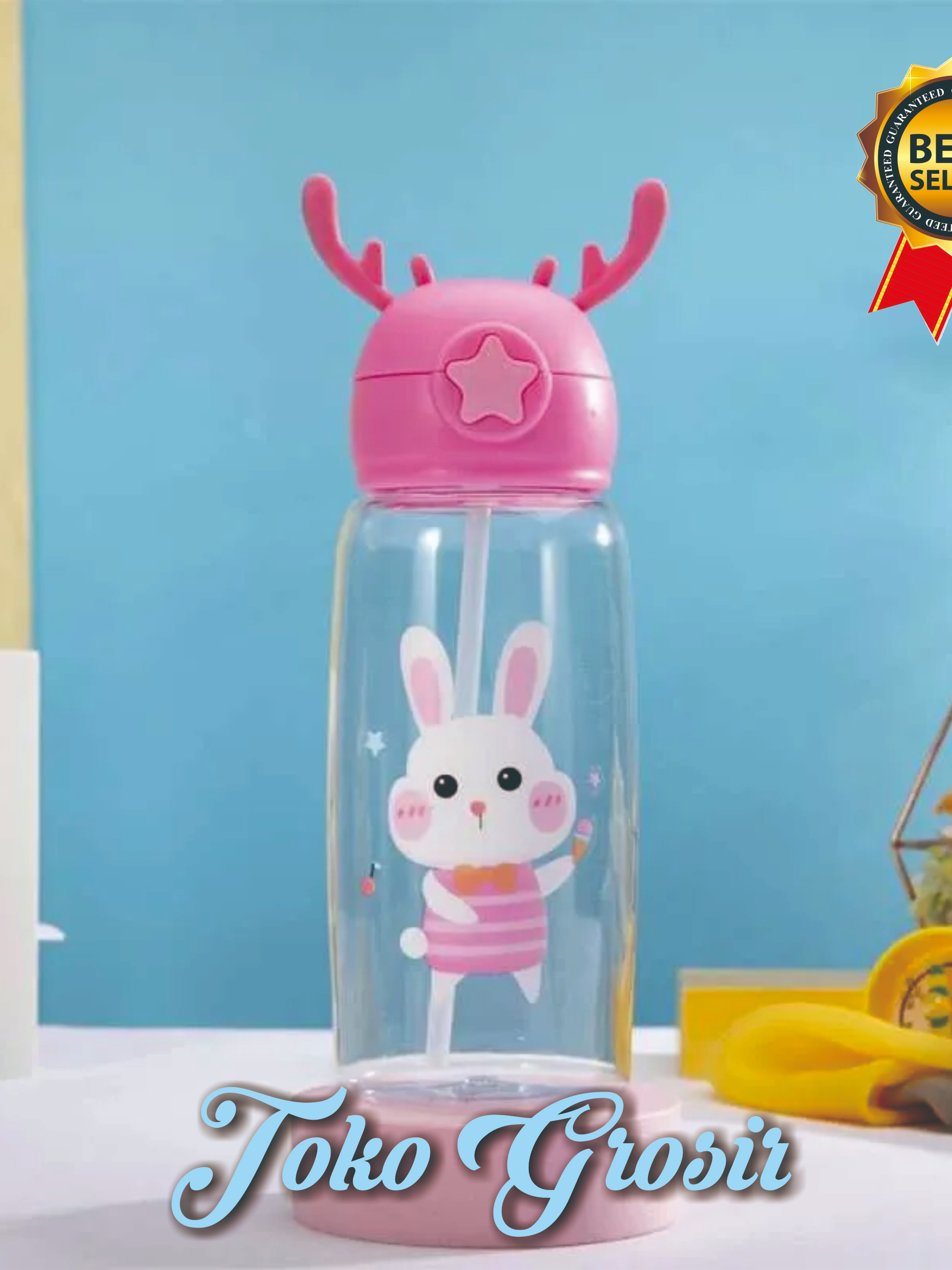 Jual Botol Minum Anak Karakter Tanduk Rusa 550ml BPA FREE dilengkapi dengan Tali Praktis ...