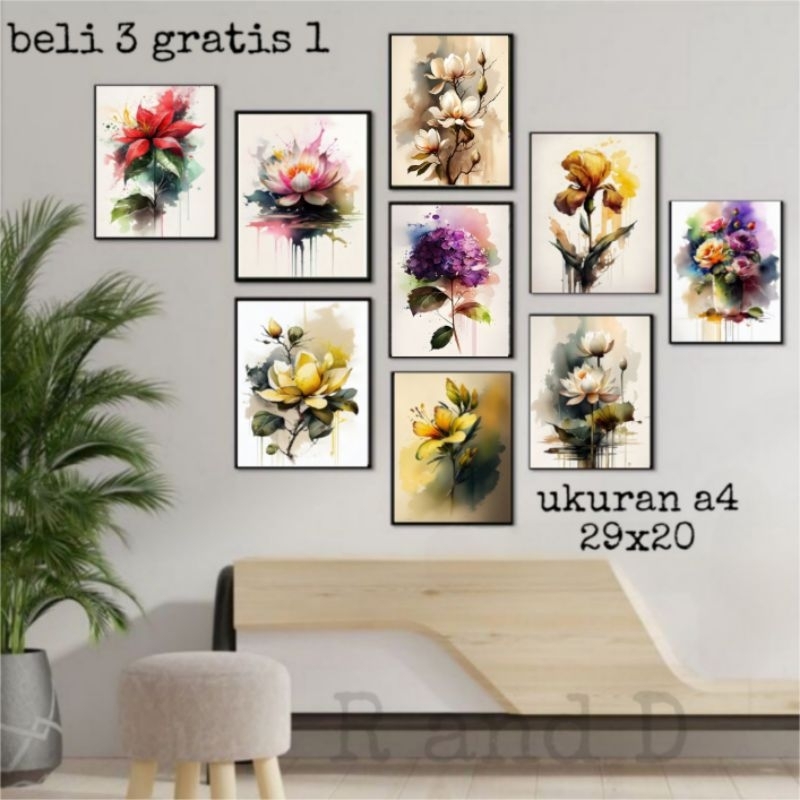 Jual Hiasan Dinding Gambar Abstrak Motif Bunga Ukuran 20x29 Dekorasi ...