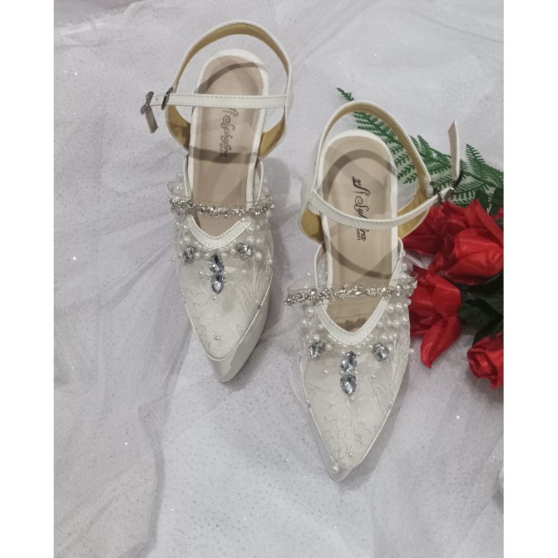 Jual Sepatu Wedding Sepatu Nikah Kayla 12 cm sol Tebal | Shopee Indonesia
