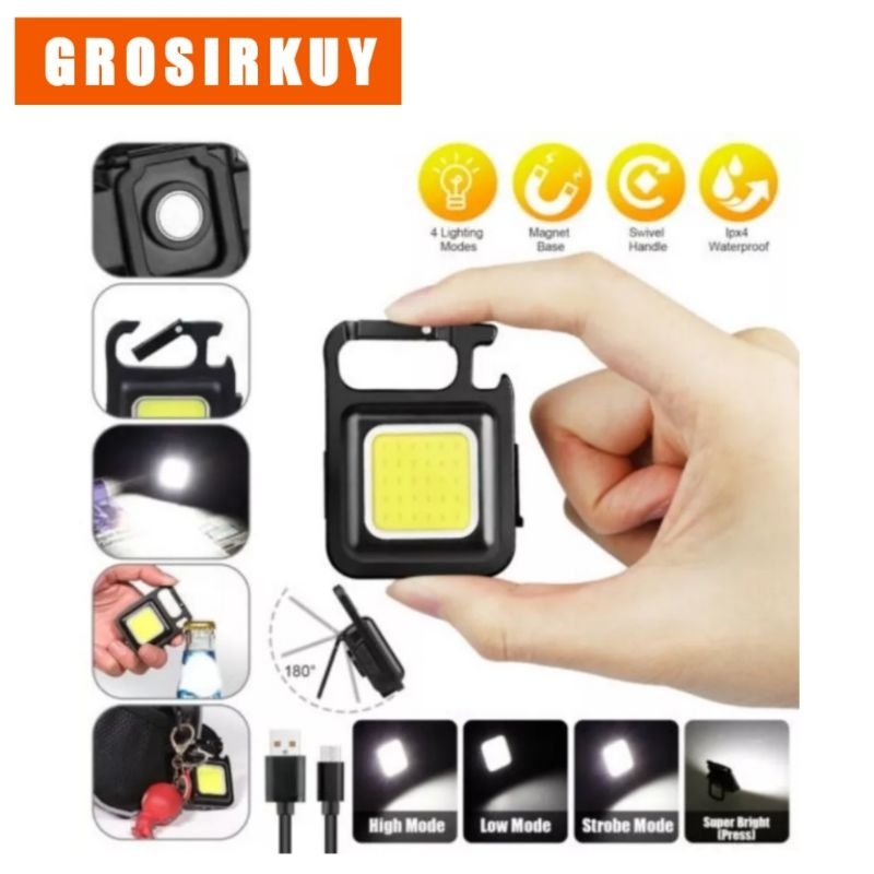 Jual G157 Mini Senter COB Rechargeable Keychain Led Senter Saku ...