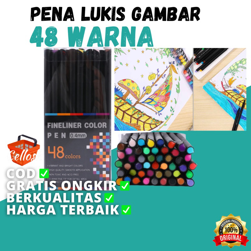 Jual Pena Warna Gambar 48 Warna Drawing Pen Fine Point Art Watercolor 0 ...