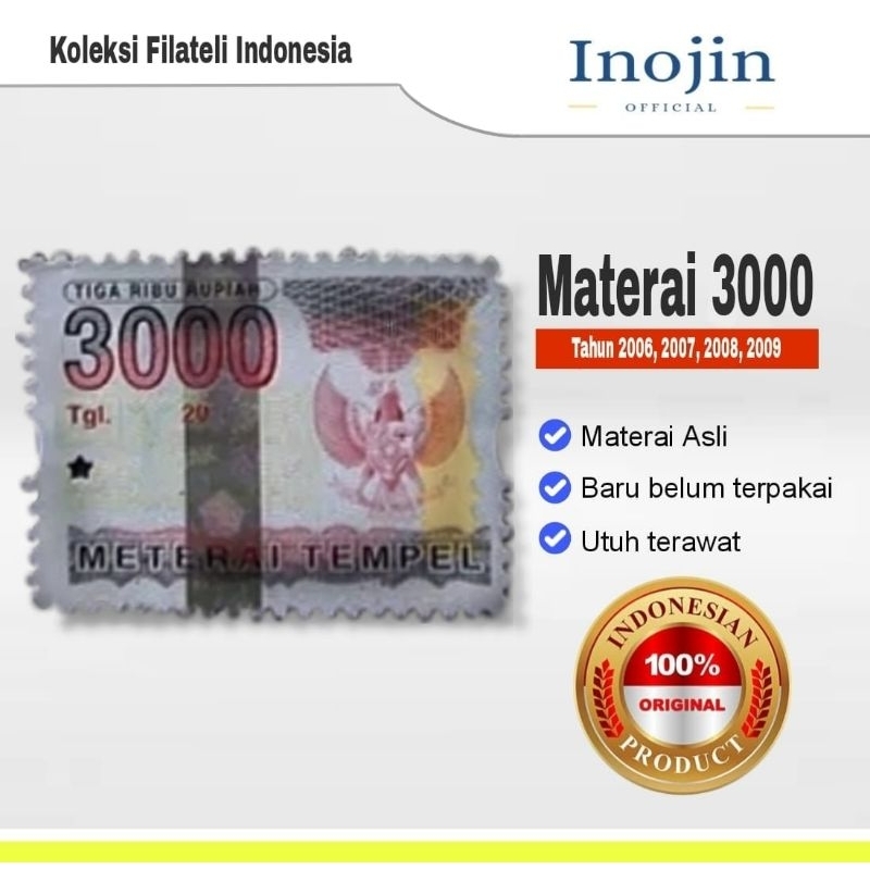 Jual Materai 3000 Tahun 2006 2007 2008 2009 Perangko Matrai Tempel Asli ...