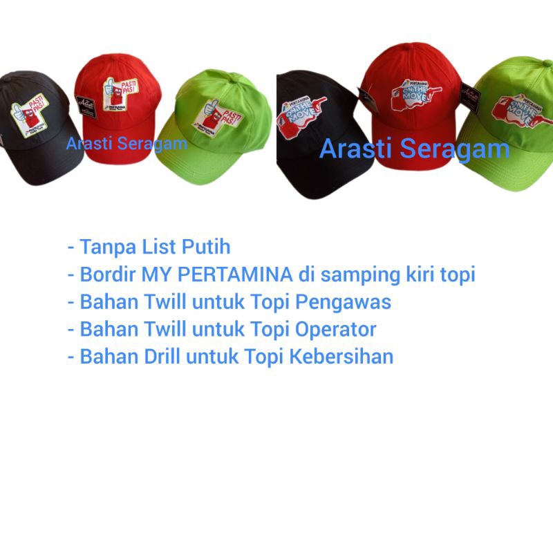 Jual Topi Pertamina SPBU Logo Pasti Pas dan On The Move Tanpa List ...