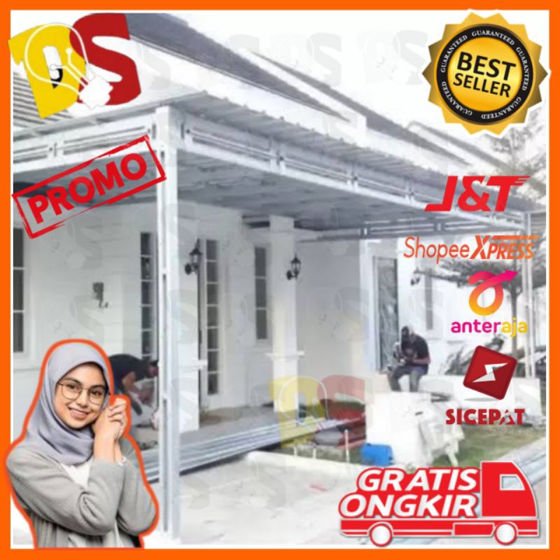 Jual Pasang kanopi baja ringan atap spandek modern malang | Shopee ...