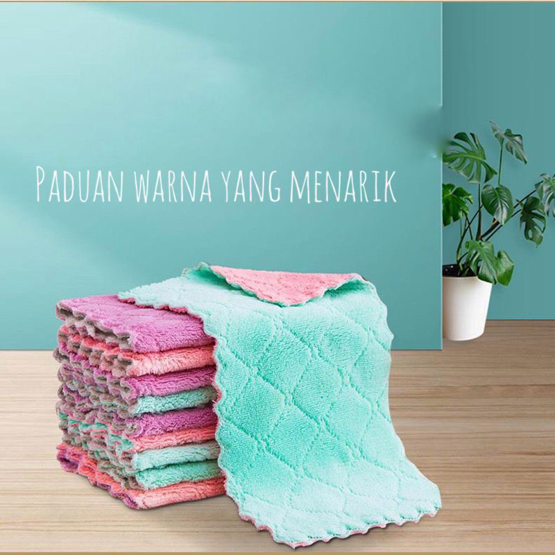 Jual Kain Lap Microfiber Cuci Piring Anti Minyak Dapur Tangan Serbaguna ...
