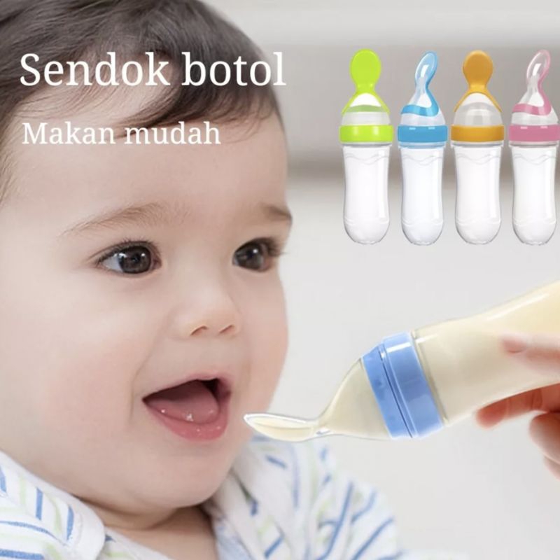 Jual Botol Sendok Dot Silikon Silicone Makan MPASI Bayi Anak Baby Food Bottle Spoon Feeder ...