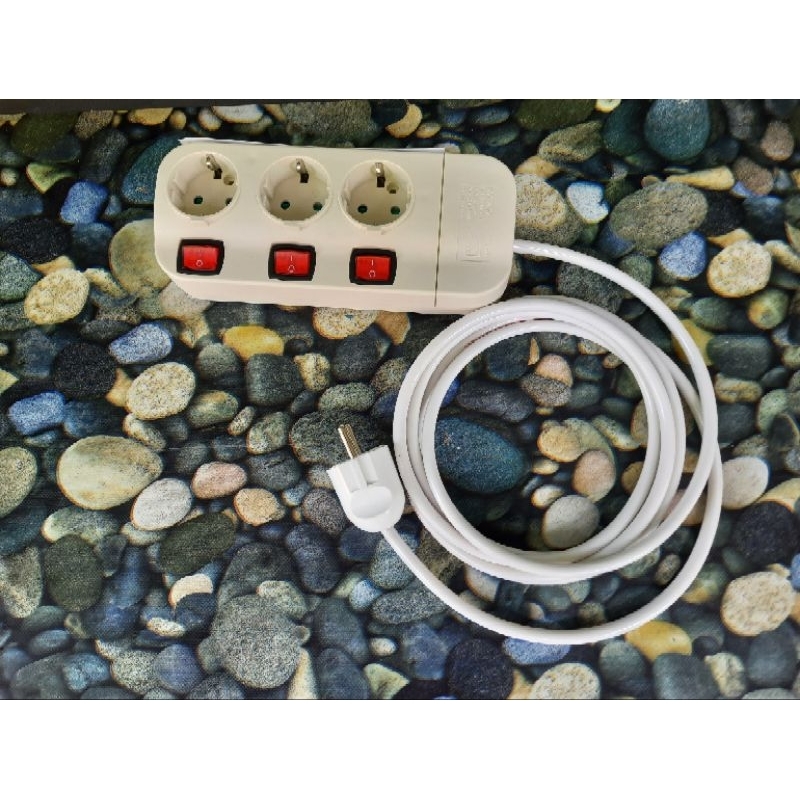 Jual stop kontak extension 3 lubang UTICON kabel 1 meter 2 meter 3 ...