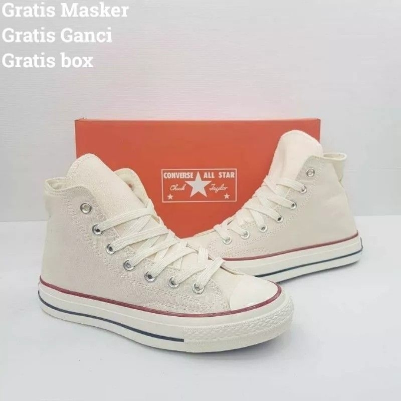Jual Sepatu Murah Sepatu Canvas 70s TINGGI CREAM Glossy Premium Sepatu ...
