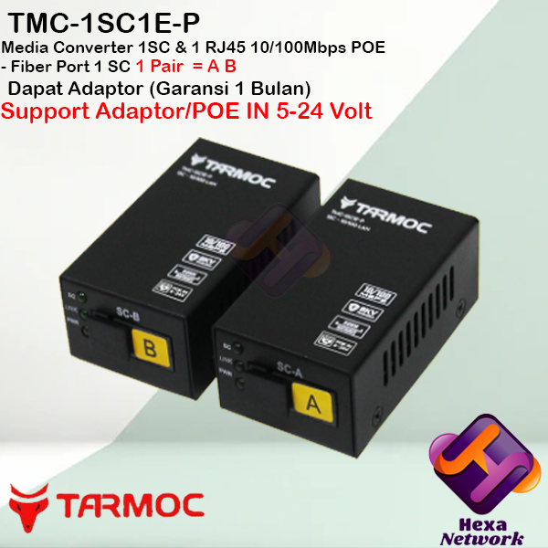 Jual Tarmoc TMC-1SC1E-P | 1 FO 1 LAN 10/100Mbps POE IN 5-24V HTB 3100 A ...