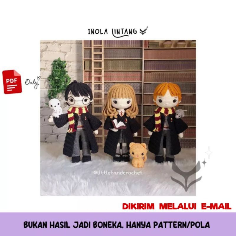 Jual {PDF BACA DESKRIPSI} Pattern pola amigurumi Harry Potter, Hermione and Ron | Shopee Indonesia