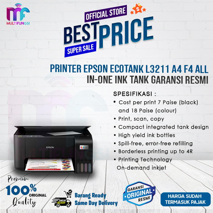 Jual Printer Epson EcoTank L3211 A4 All-in-One Ink Tank Garansi Resmi | Shopee Indonesia