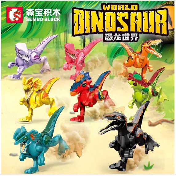 Jual Sembo Brick Dinosaur World Jurassic Parks Mainan Balok Dinosaurus 205058-205065 | Shopee ...