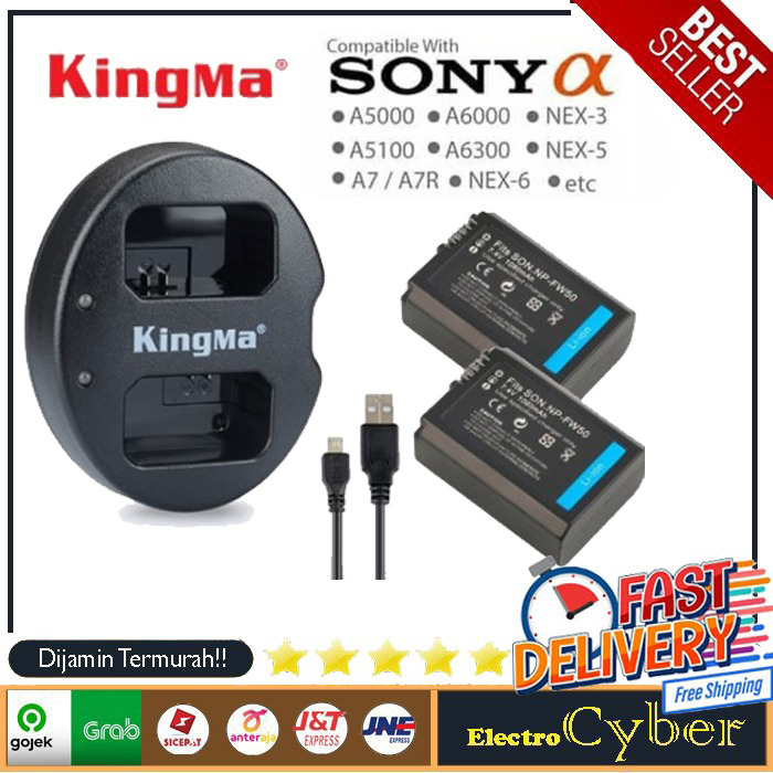 Jual KingMa Charger+Dual Battery NP-FW50 for Sony A6000 A5000 A7II ...